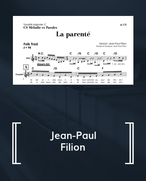 Sheet music of La parenté - Jean-Paul Filion - Jean-Paul Filion - and ...