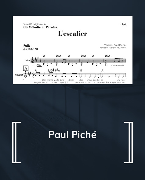 Sheet music of L'escalier - Paul Piché - Paul Piché - and al. – Les ...