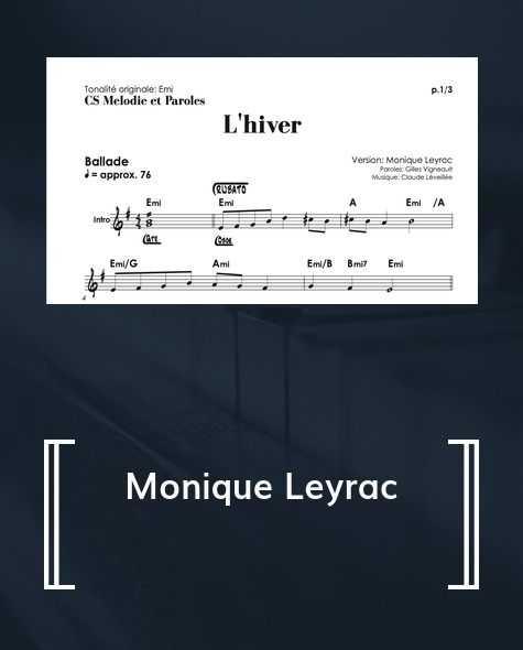 Sheet music of L'hiver - Monique Leyrac - Claude Léveillée - and al ...