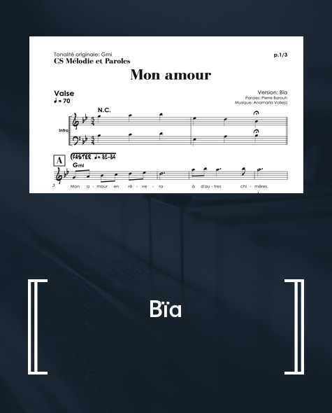 Sheet music of Mon amour - Bïa - Pierre Barouh - and al. – Les ...