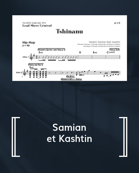 Sheet music of Tshinanu - Samian et Kashtin - Florent Vollant - and al ...
