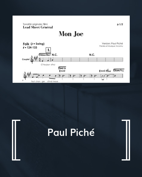 Partition de Mon Joe - Paul Piché - Inconnu et al. - Les Partitions Replica