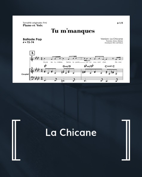 Partition de Tu m'manques - La Chicane - Dany Bédar et al. - Les ...